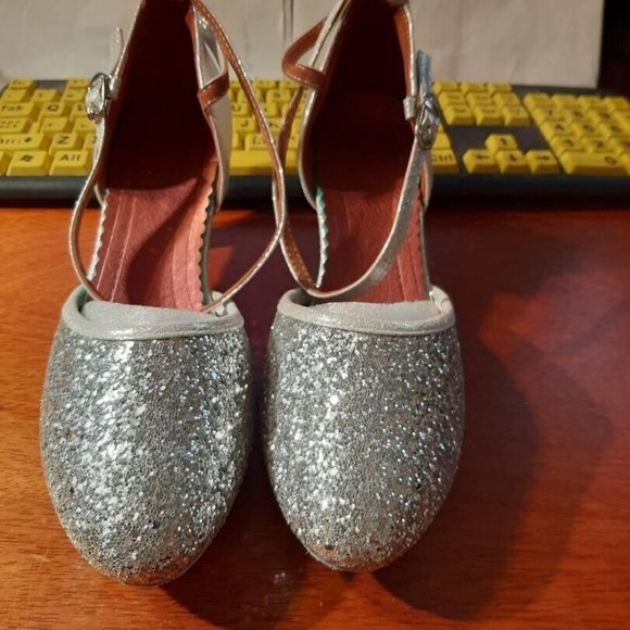 iCKER | Shoes | New Icker Silver Glitter Sequin Dance Heeled Size ...